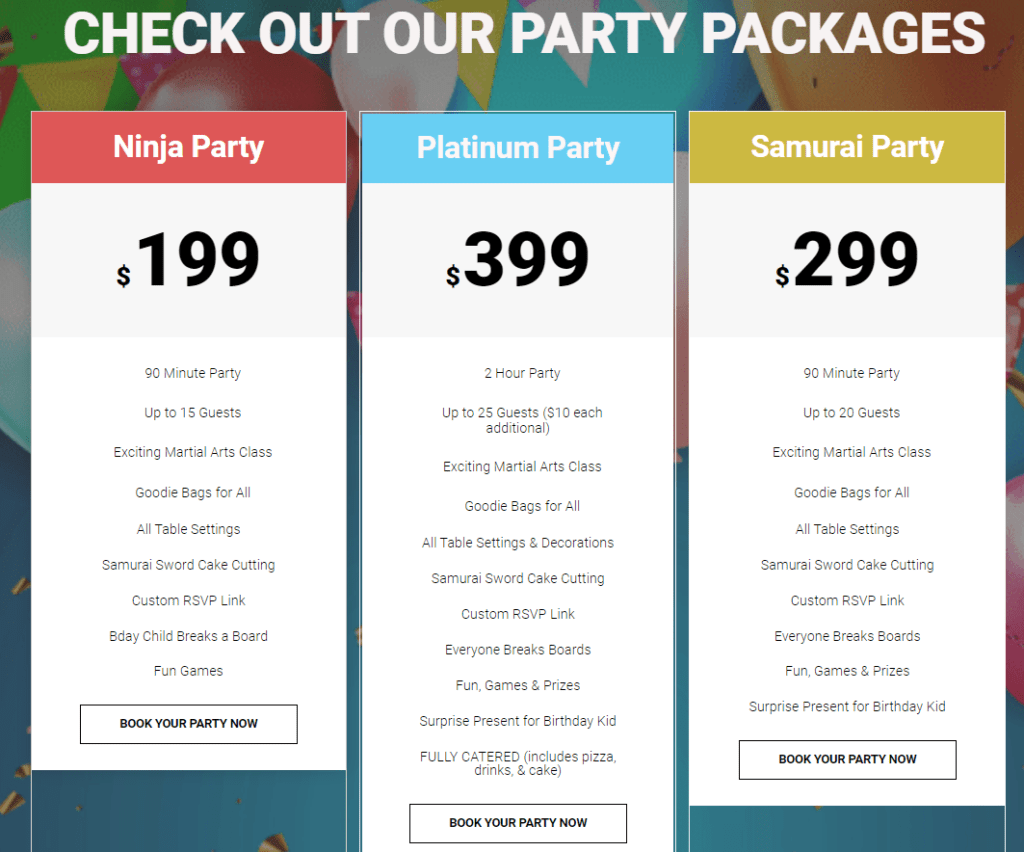 Birthday Party Selection – Endeavor Martial Arts